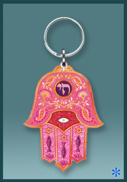 Venetian Hamsa Keychain by Mickie Caspi for Gifts, Bar Mitzvah, Custom
