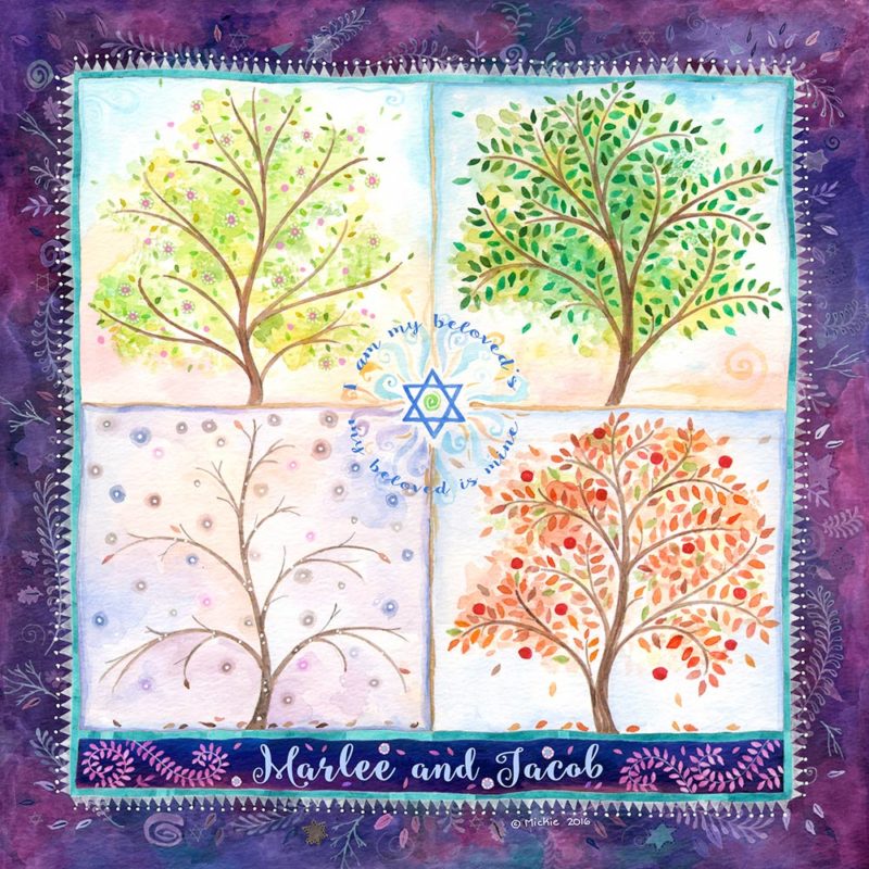 Custom Giclee Print - Seasons of Joy Lovers Gift by Mickie Caspi