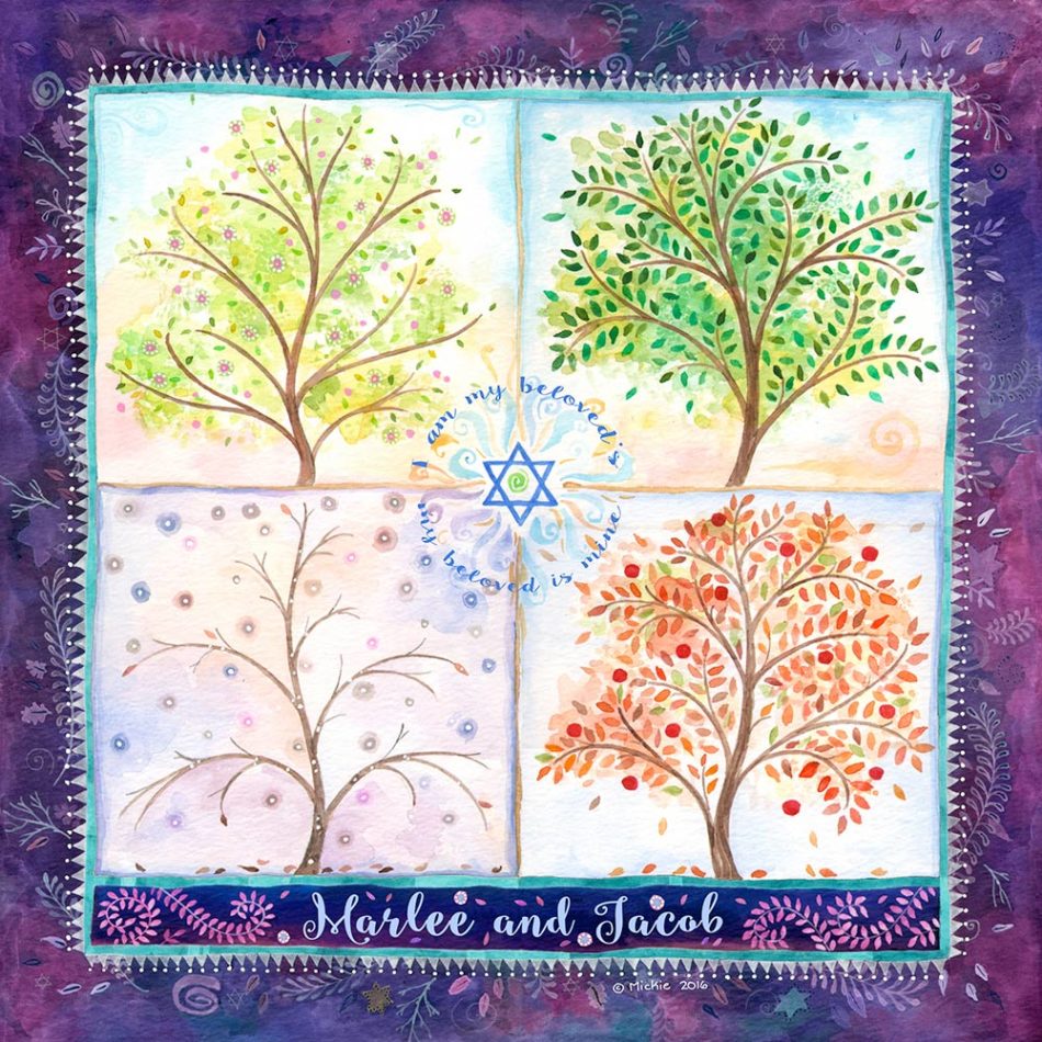 Custom Giclee Print - Seasons of Joy Lovers Gift by Mickie Caspi