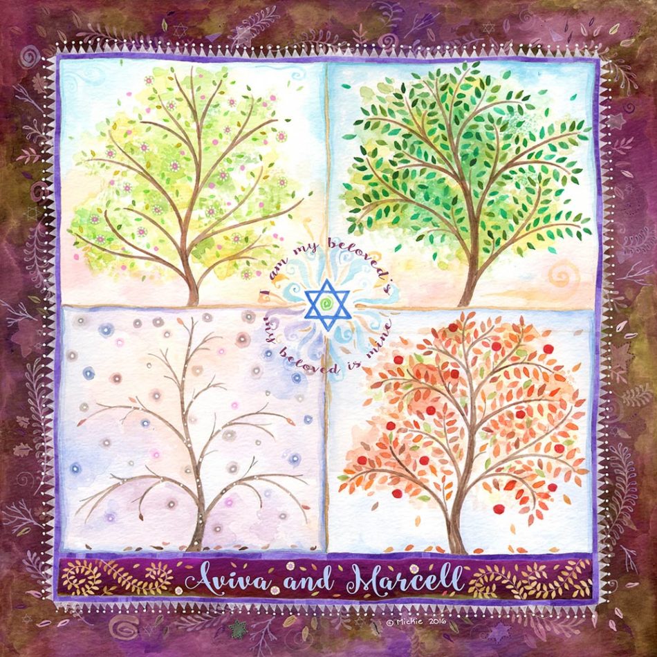 Custom Giclee Print - Seasons of Joy Lovers Gift by Mickie Caspi